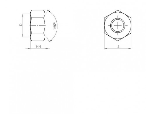 Hexagonal nut HH (high) undercut ISO 4033 M6 X 1.00 mild steel black ...